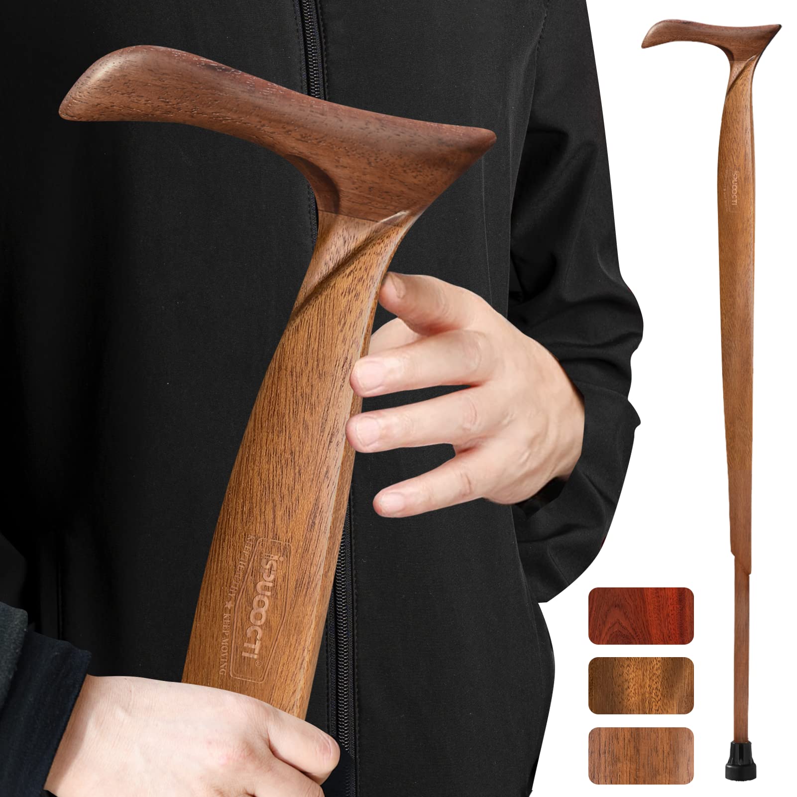 Mua ispuoocti Wooden Walking Cane for Men and Women -Natural Solid Wood ...