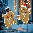 Amazon.com : LawnIdyll 2 Pack Metal Christmas Yard Stakes, Gingerbread ...