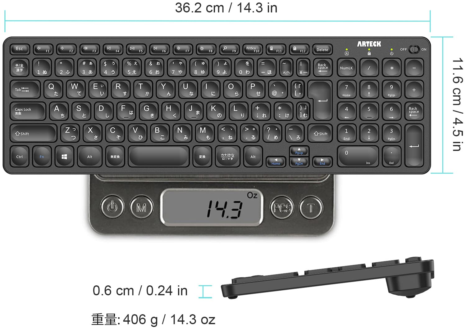 Mua Arteck 2.4G Wireless Keyboard Wireless Lightweight Full Size with ...