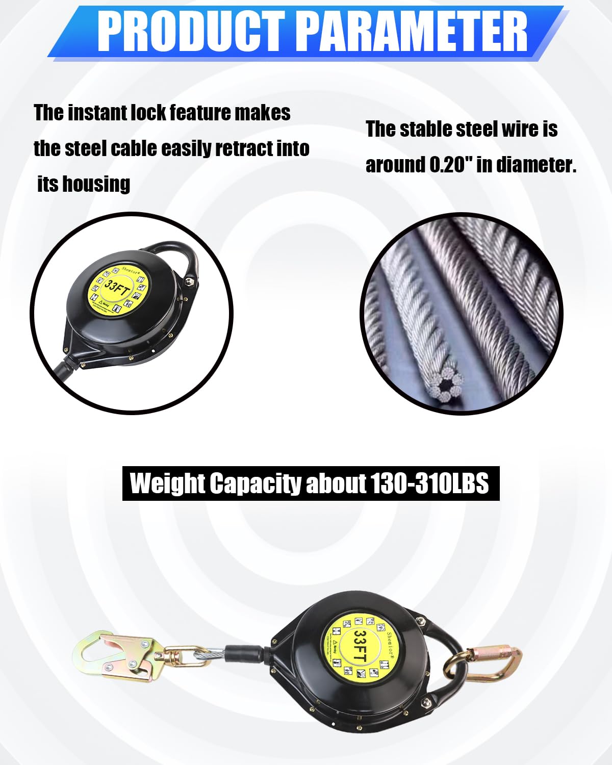 Mua Self Retracting Lifeline Shemior 33FT SRL 310LBS Retractable ...