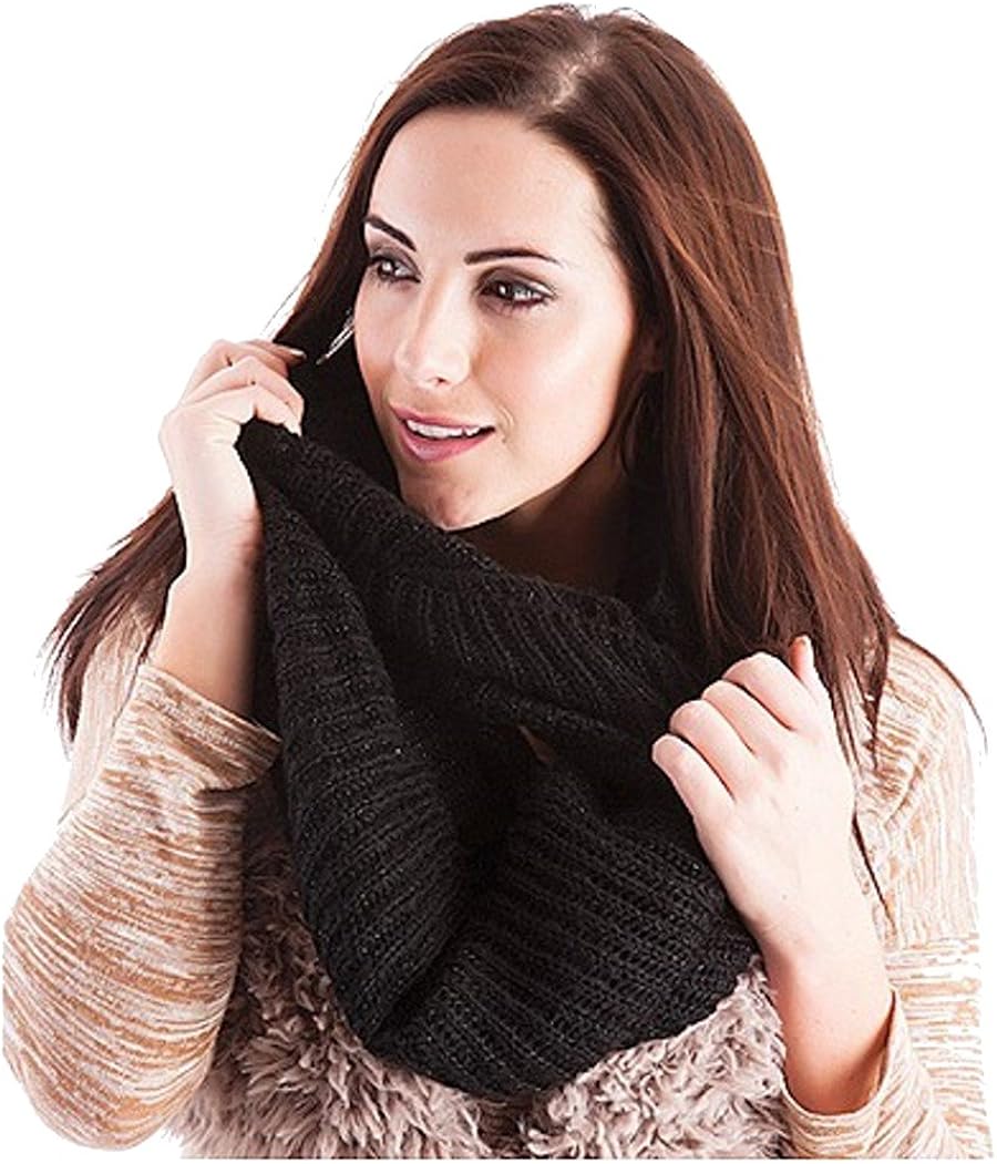 Rjm Ladies Black Knitted Winter Snood: Amazon.co.uk: Clothing
