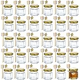 Amazon.com: TOOTO 30pcs Mini Hexagon Glass Jars with Wood Dipper and Bee, 1.5oz / 45ml Small ...