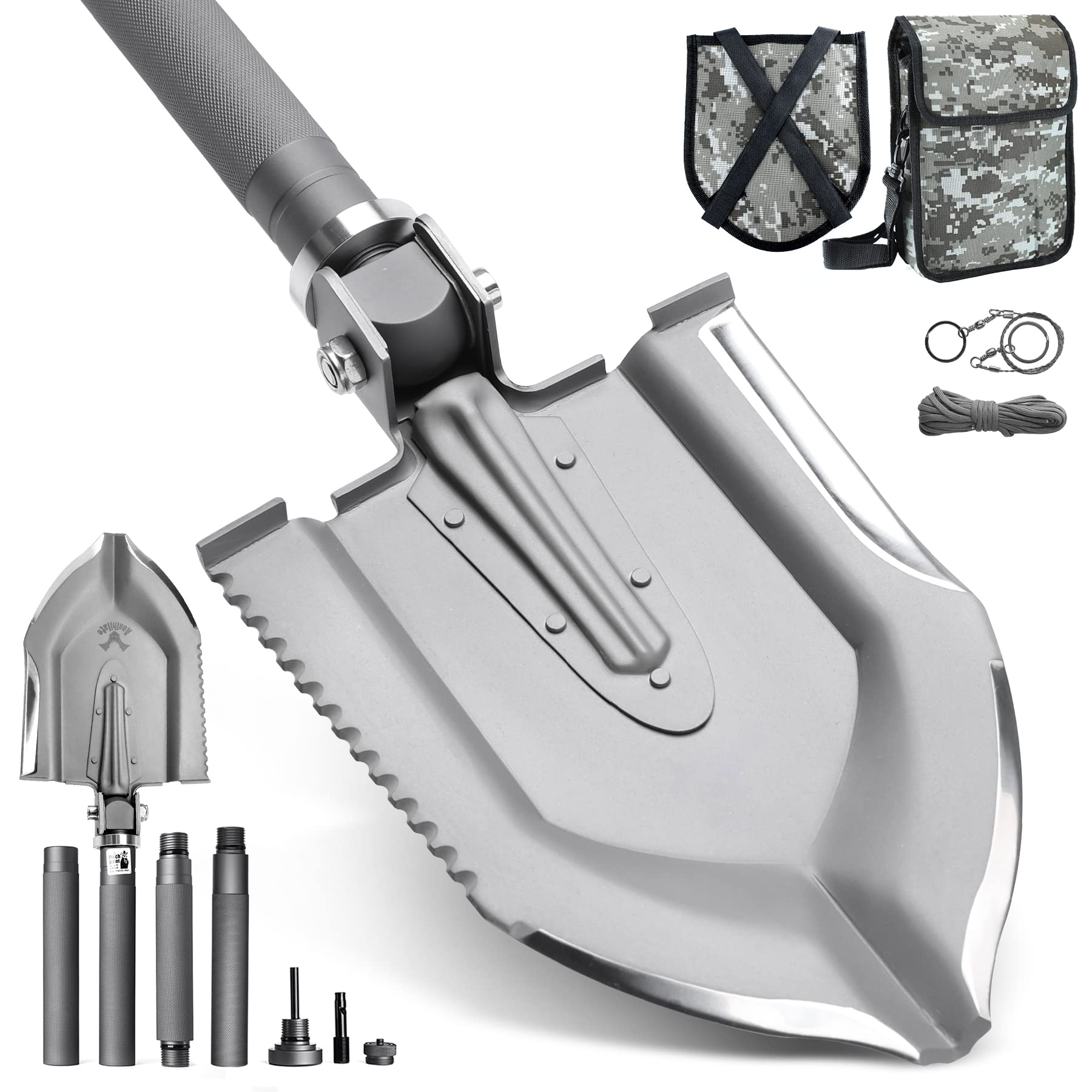 Zune Lotoo Camping Shovel Folding Multitool 18 in 1 Tactical Shovel ...