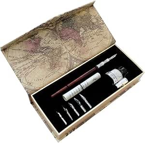Amazon.com: GC Antique Wooden Stem Pen Handcrafted Calligraphy Pen Set ...