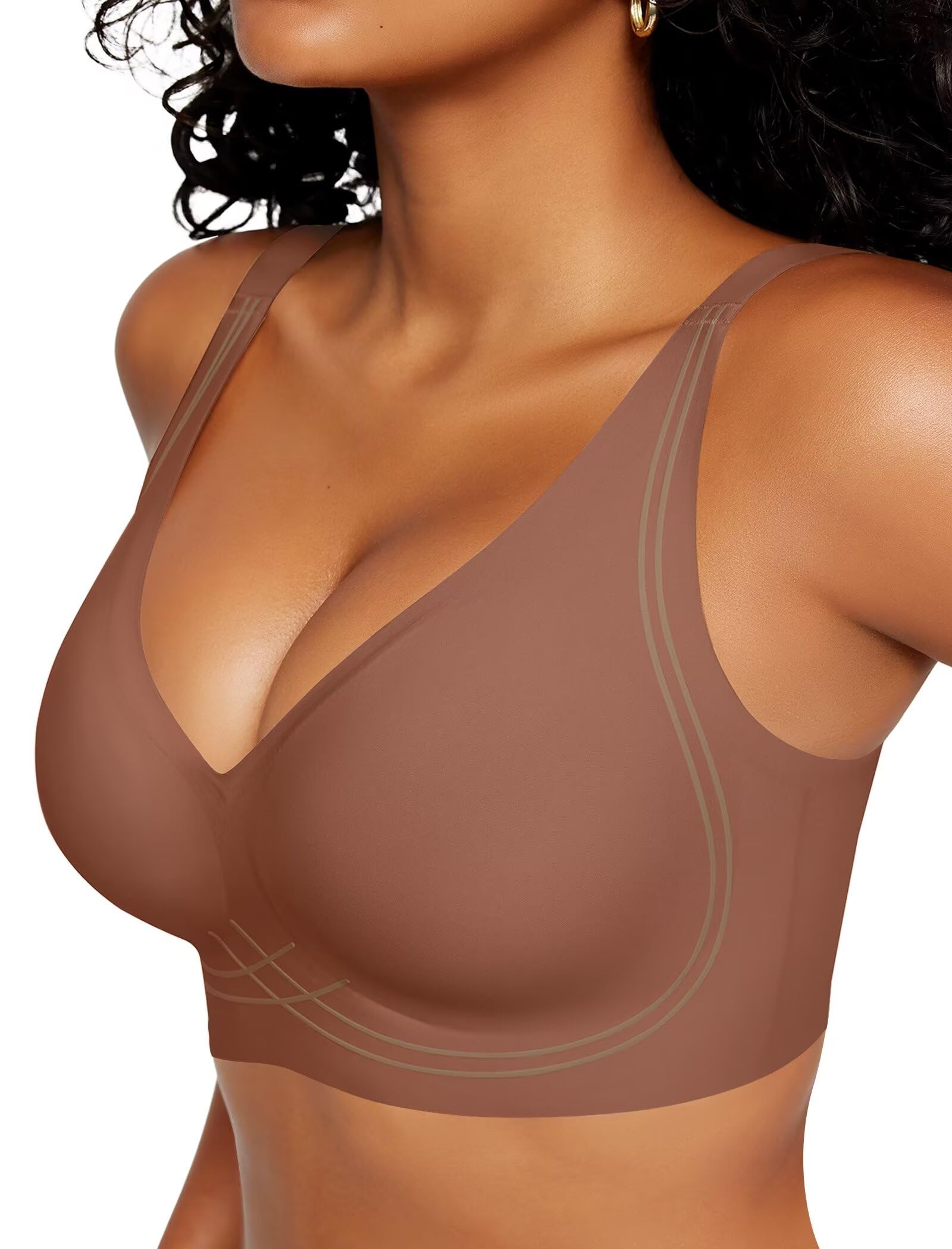 Vertvie Deep V Bras for Women No Underwire Push Up Wireless Bra Comfort Seamless Supportive Bra ...