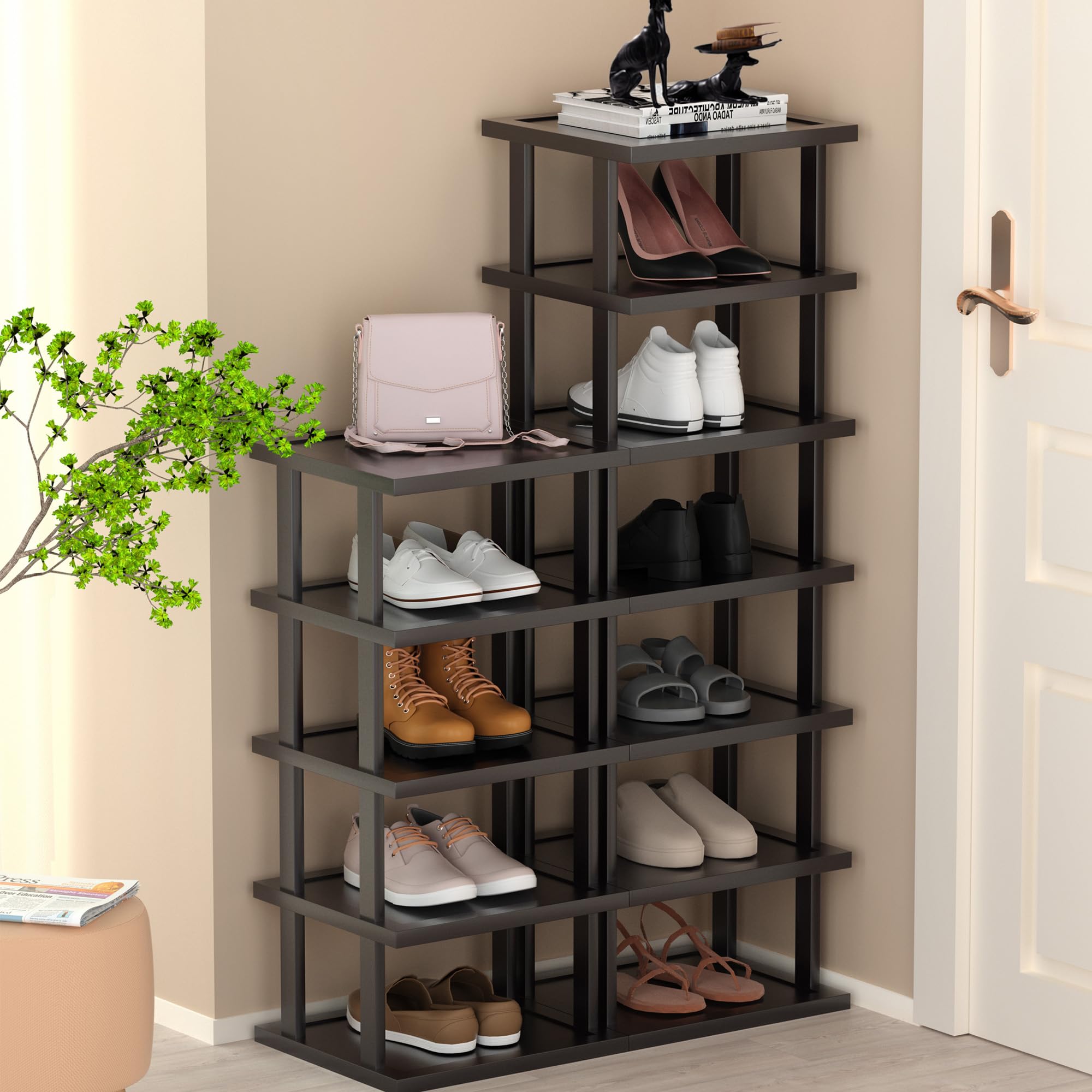 Vertical Shoe Rack - Tall Narrow Shoe Rack Organizer for Small Spaces ...