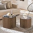 Amazon.com: WILLIAMSPACE Nesting Coffee Table Set of 2, Walnut Round ...