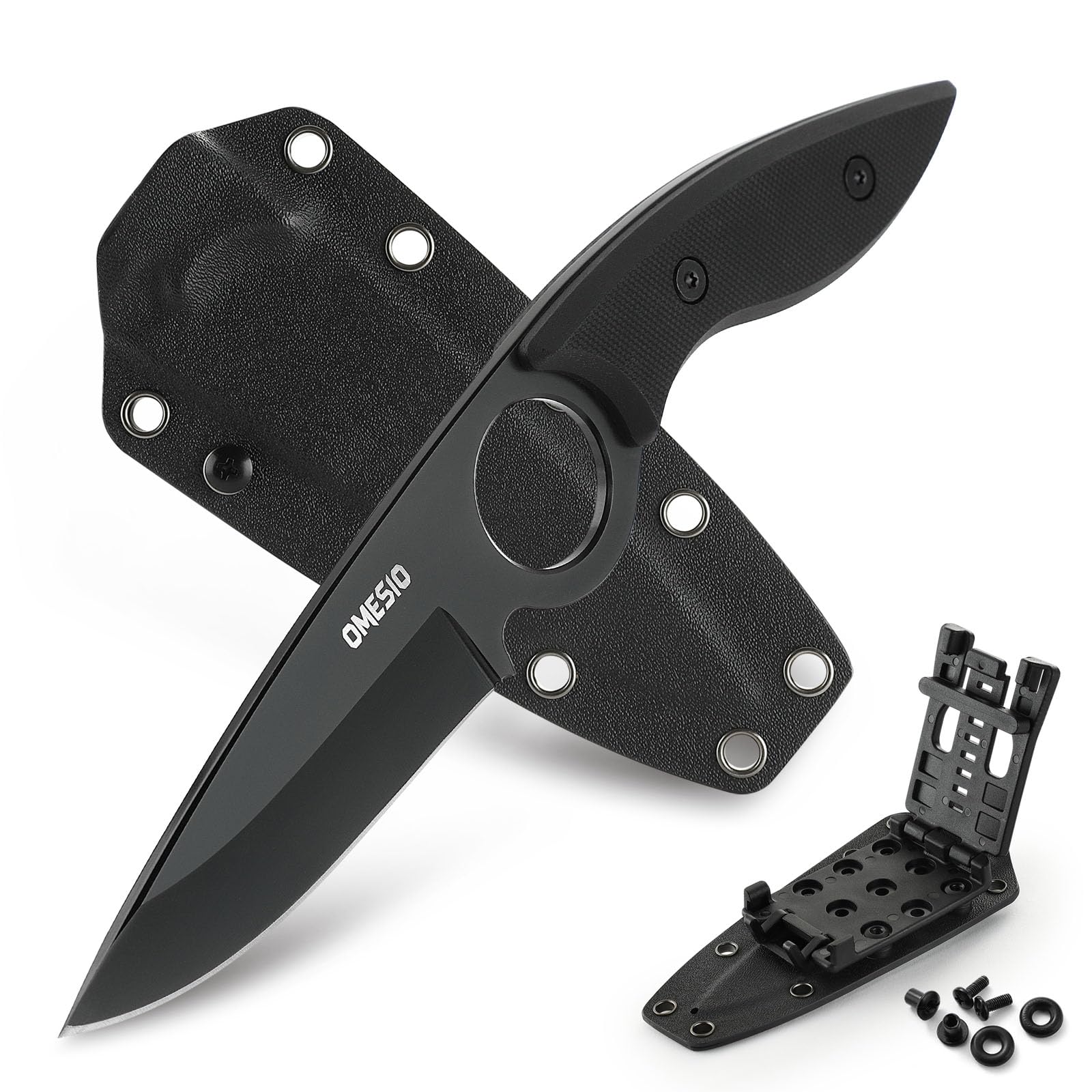 Omesio Fixed Blade Tactical Knife with Kydex Sheath, 8.46" Full Tang ...