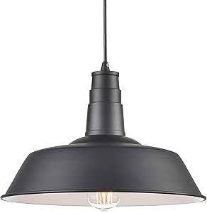 Light Society Kress Pendant Light, Matte Black Shade with White ...