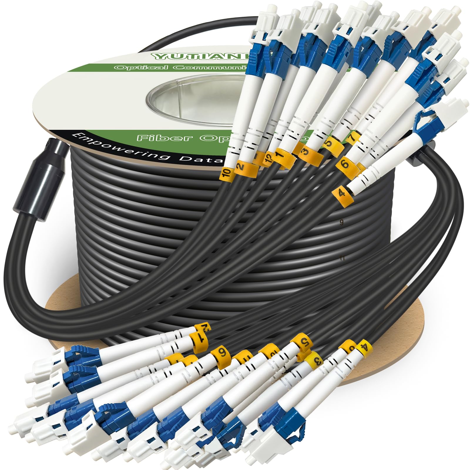 500 Feet (150 Meters) 12 Core Industrial TPU LC to LC Outdoor Armored ...