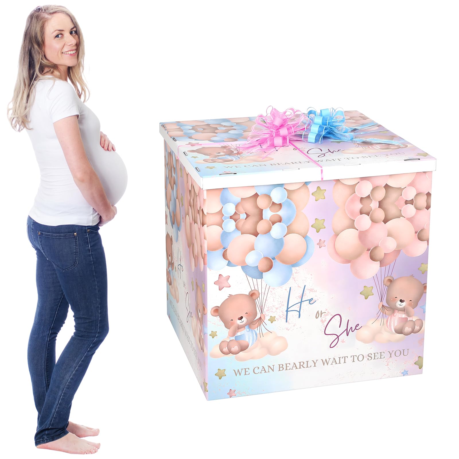 AmazingSpark 28in Jumbo Gender Reveal Gift Box Kit with Oversized Box ...