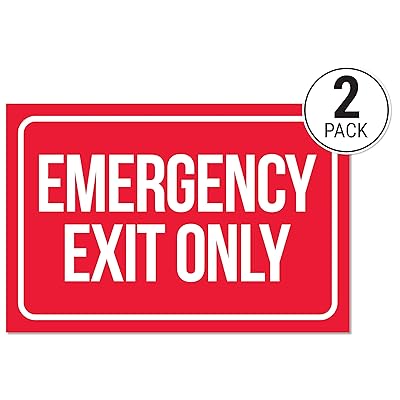 2-Pack Large Emergency Exit Only Sticker Signs for Doors & Facilities ...