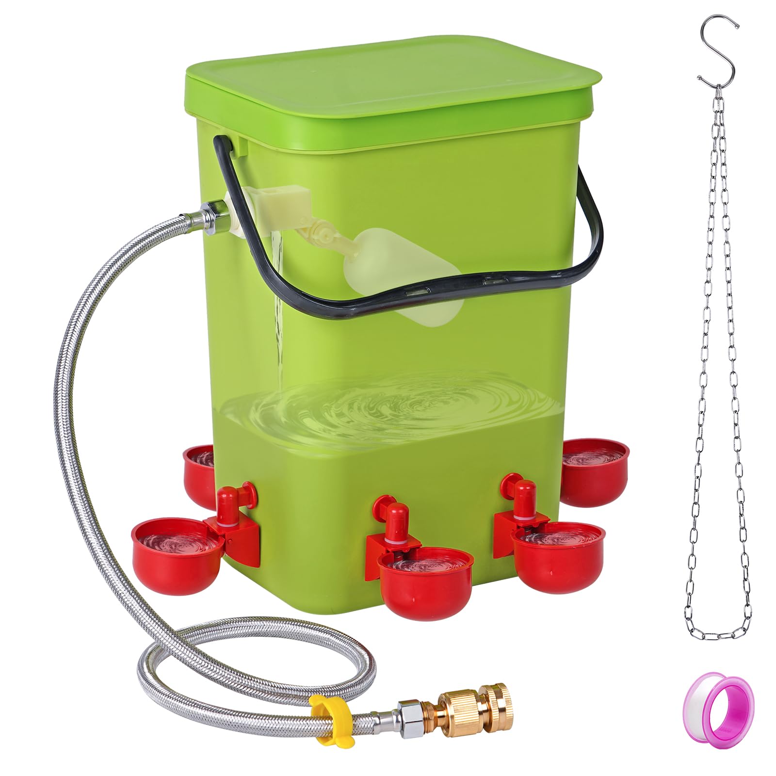 Automatic Chicken Waterer with Float Valve, 3.2 Gallon Hanging Chicken ...