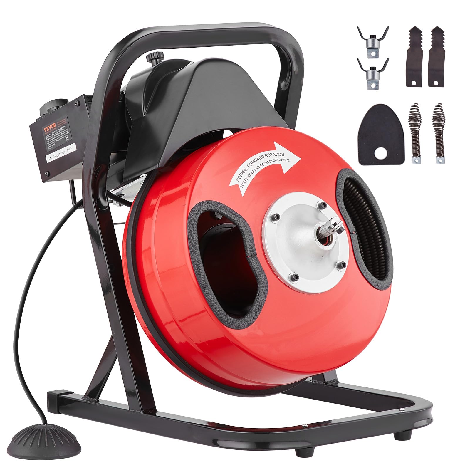 VEVOR 50FTx1/2Inch Drain Cleaner Machine, Sewer Snake Electric Drain ...
