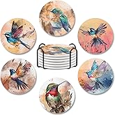 Amazon.com: VAATOO Pack 6 Coasters Hummingbird Flower Absorbent Ceramic ...