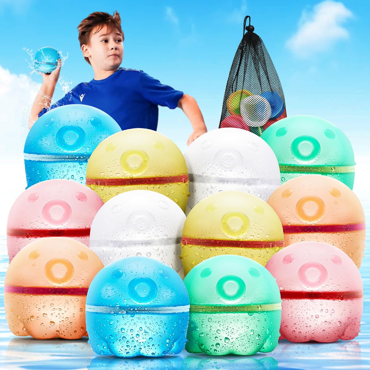 Mua 12PCS Reusable Water Balloons for Kids, Splash Refillable Water ...