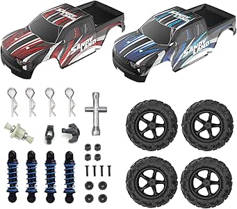 Amazon.com: DEERC 1:18 RC Truck 2 Car Shells Body Covers 4 Tires Wheels ...