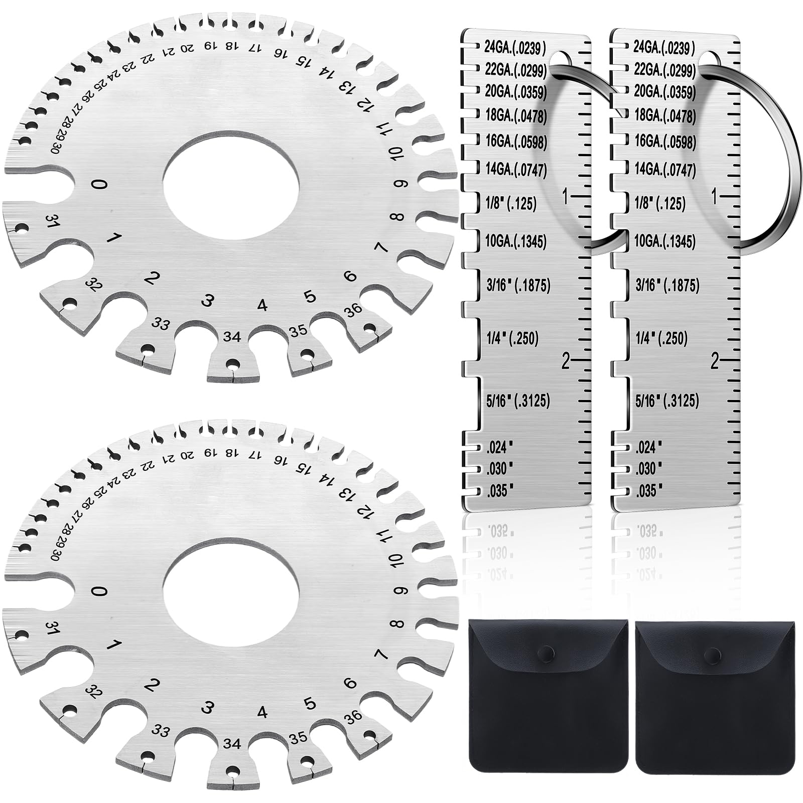 Mua 4 PCS Stainless Steel Metal Sheet Thickness Gauge with Round Dual ...
