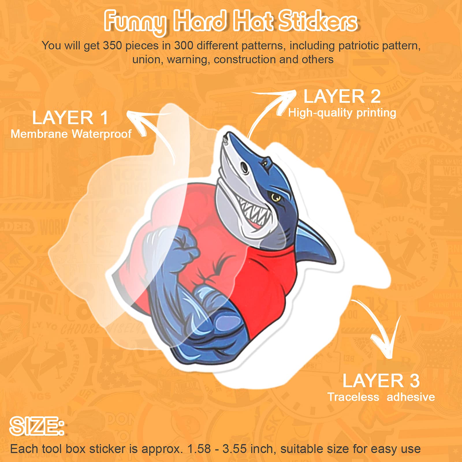 Mua Outus 350 Pieces Hard Hat Stickers Funny Vinyl Tool Box Sticker ...