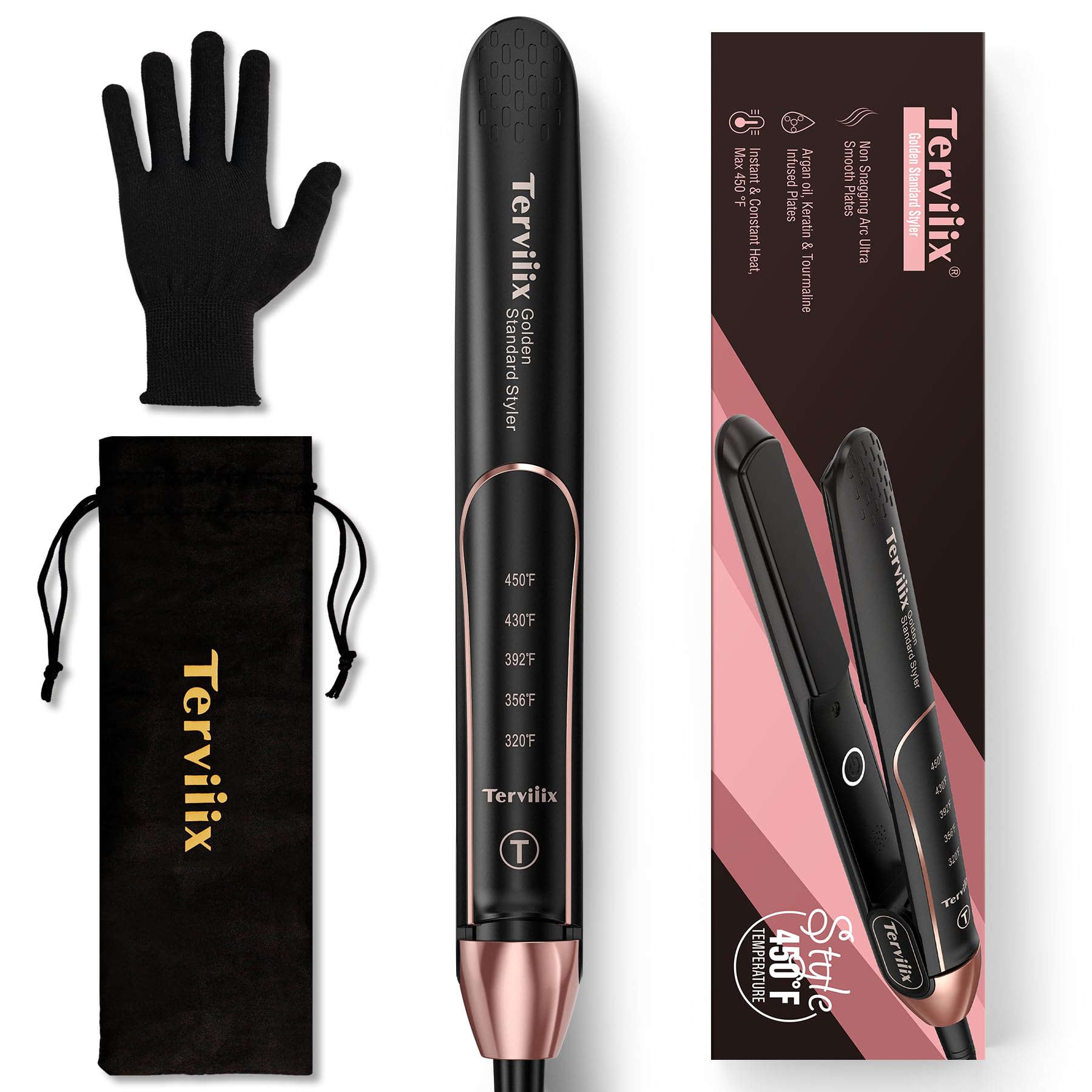 Terviiix Plancha De Cabello Professional 450°F, Non-Snagging Ceramic ...
