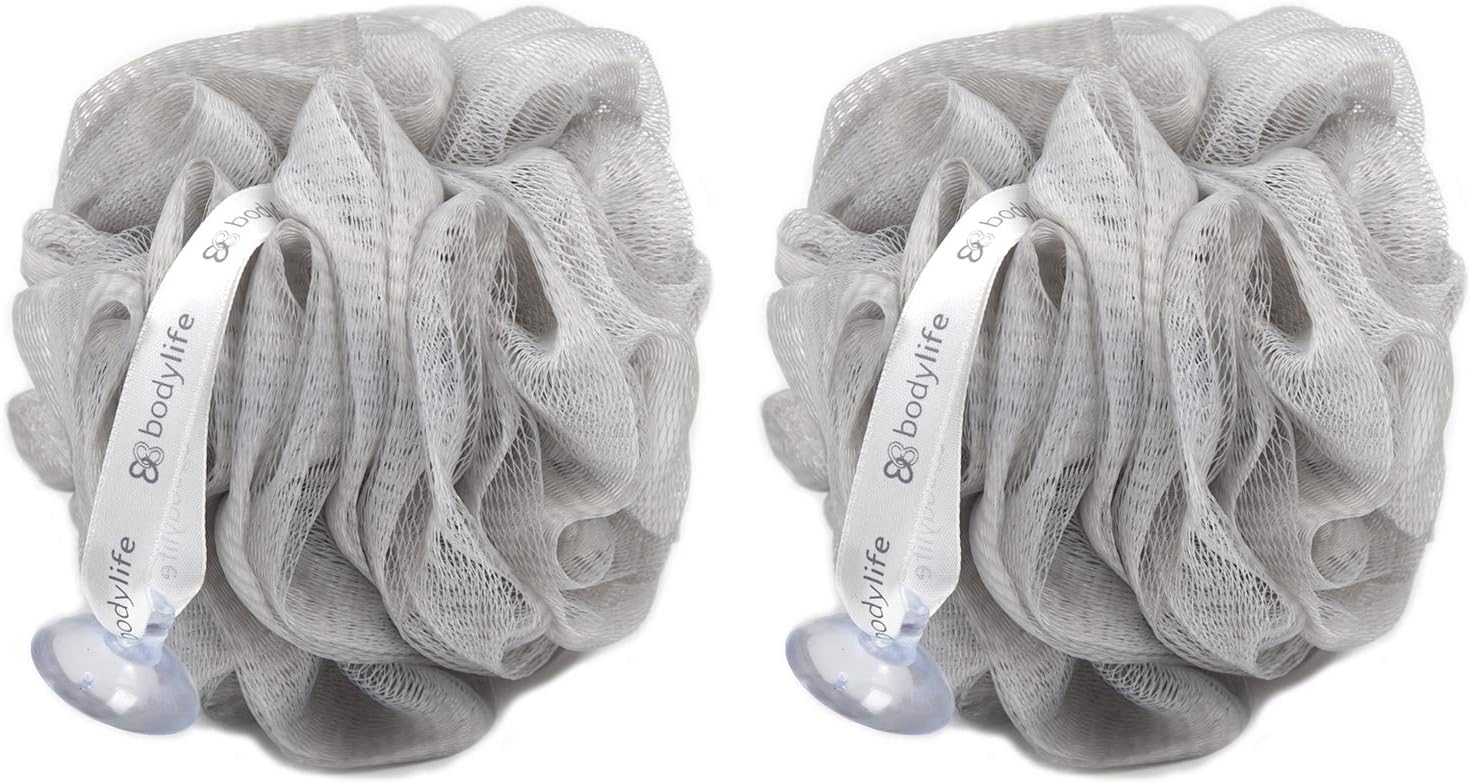 Bodylife Exfoliating Bath & Shower Body Puff/Scrunchie/Buffer Grey ...