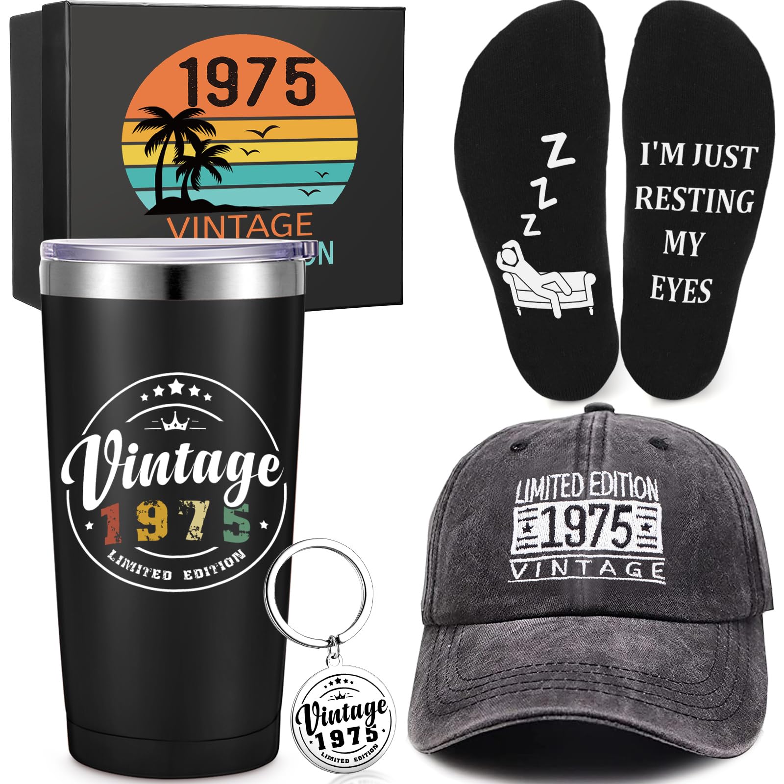 Sieral 5 Pcs 50th Birthday Gifts for Men 50th Birthday Present for Him Include Tumbler Baseball ...