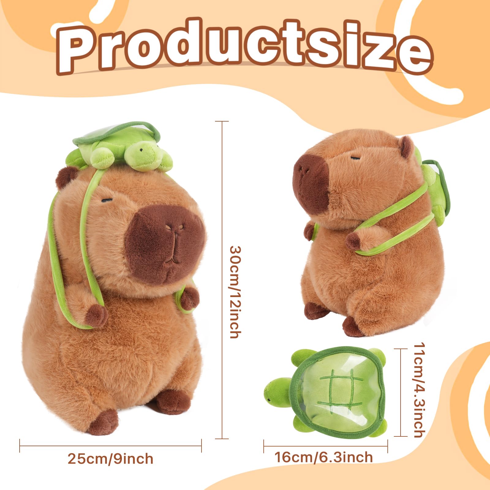 Mua EASYLR 12inch Cute Capybara Plush with Turtle Backpack, Soft ...