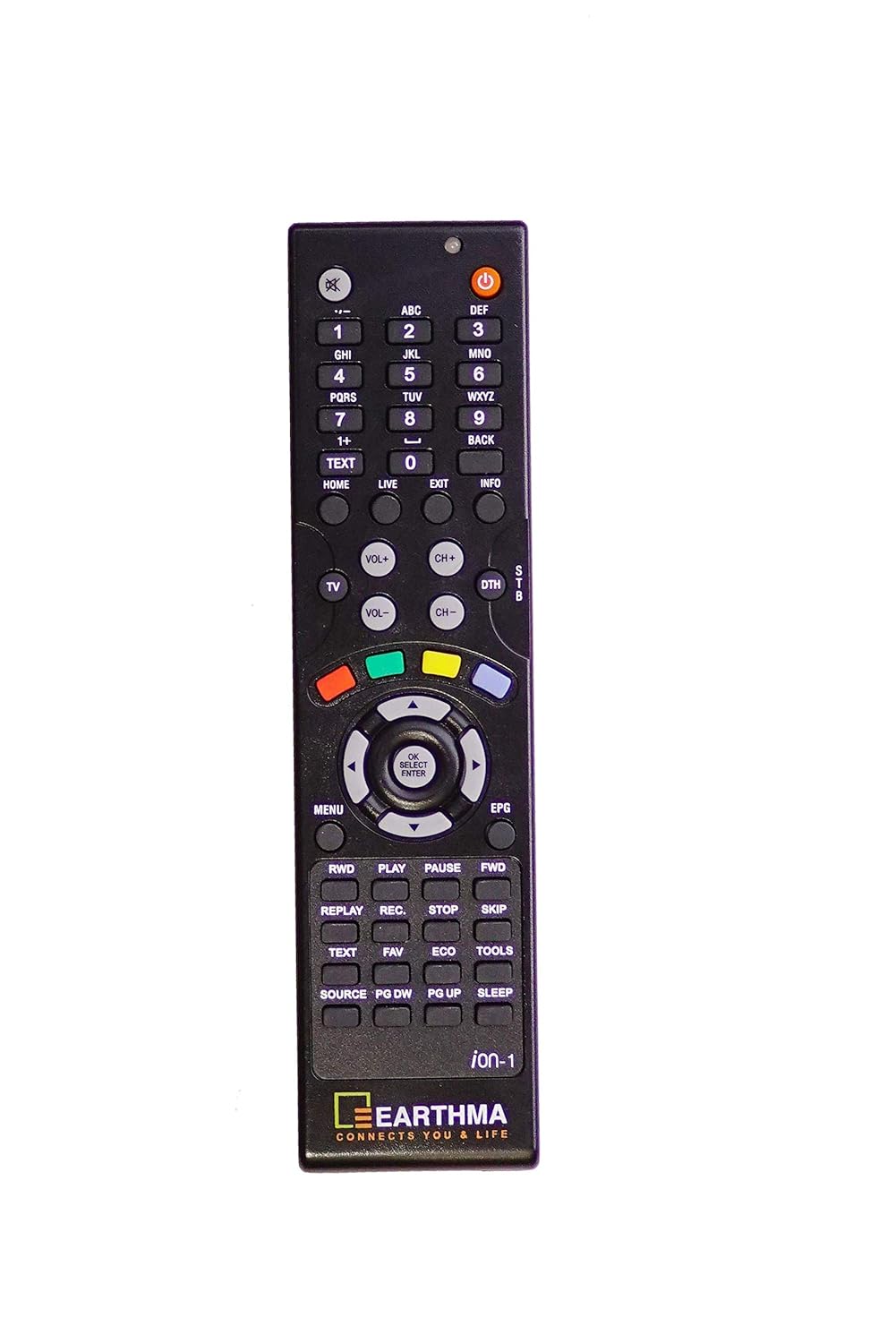 Buy Earthma Universal Remote iON-1 Black for any brand TV, STB/DTH ...
