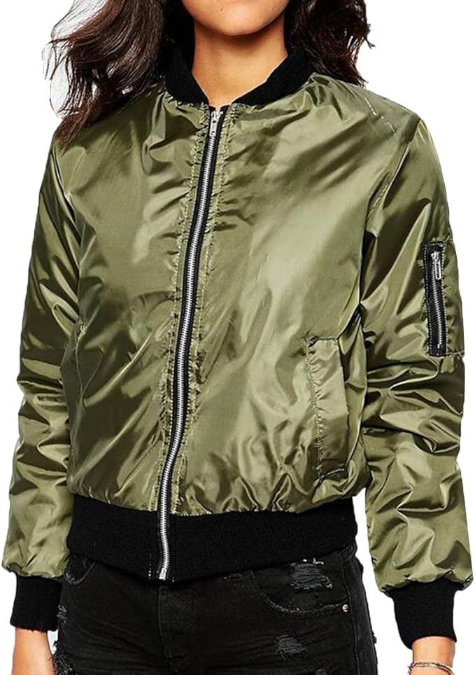 Fashion Army Green Baseball Jacket Long Sleeve Thick Warm Baseball Coat ...