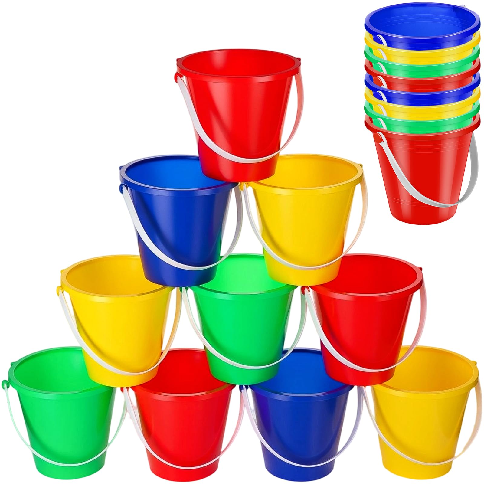 Didaey 48 Pcs 5 Inch Beach Bucket Sand Buckets Colorful Fun Plastic ...