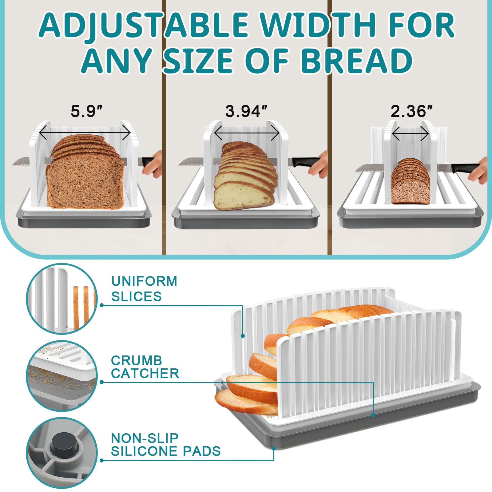 Bread Slicer Jumeihui For Homemade Bread, Guide For Width Is Adjustable ...