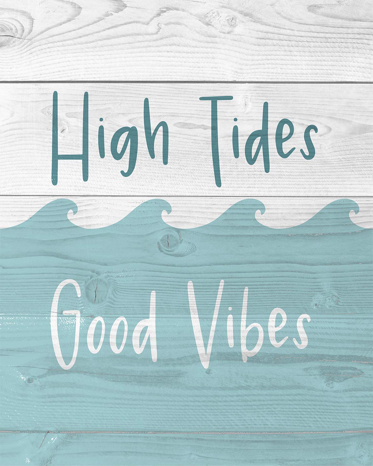 Amazon.com: High Tides Good Vibes - Wall Decor Art Print on a white and ...