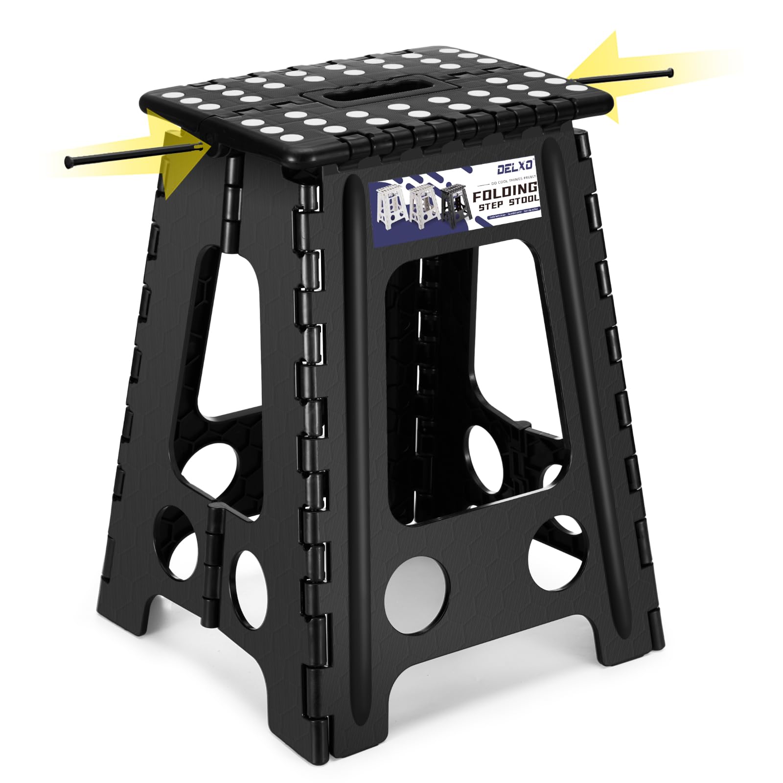 Delxo 17.5 Inch Folding Step Stool, Heavy Duty Foldable Stool for ...