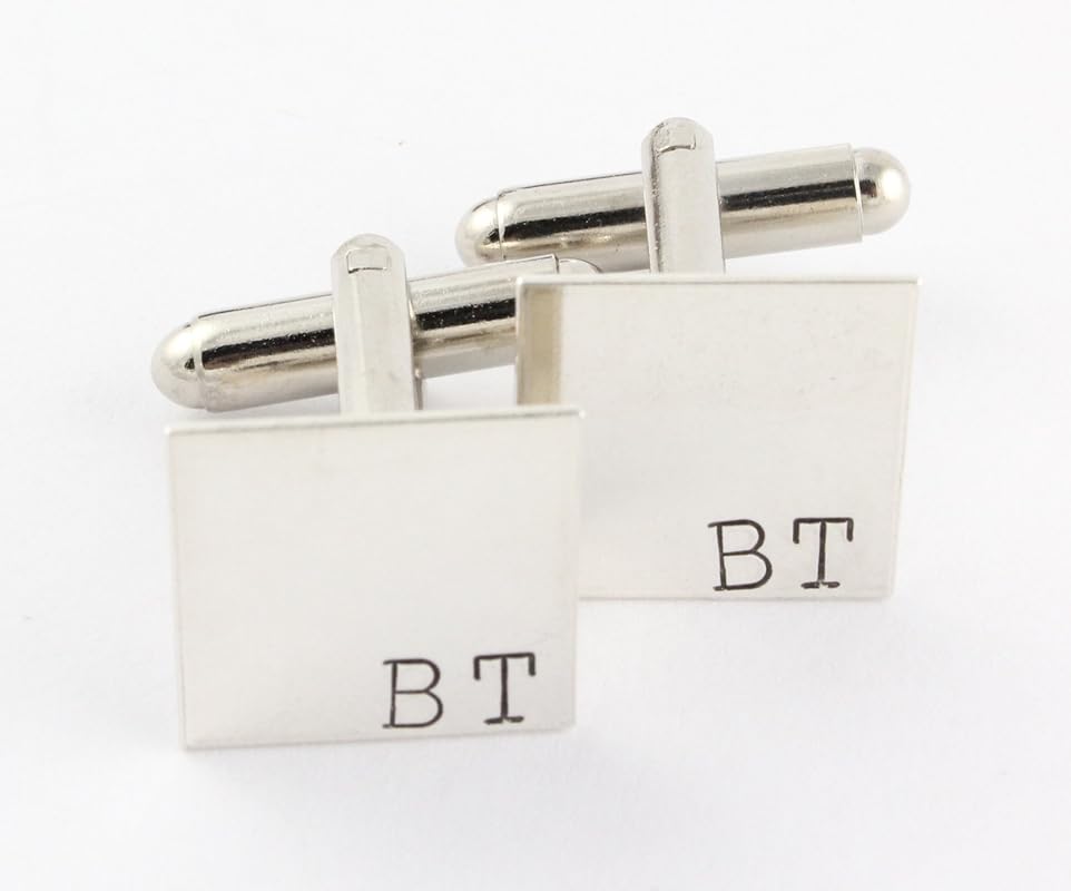 Amazon.com: Cufflinks - Personalized Initials - Sterling Silver Square ...