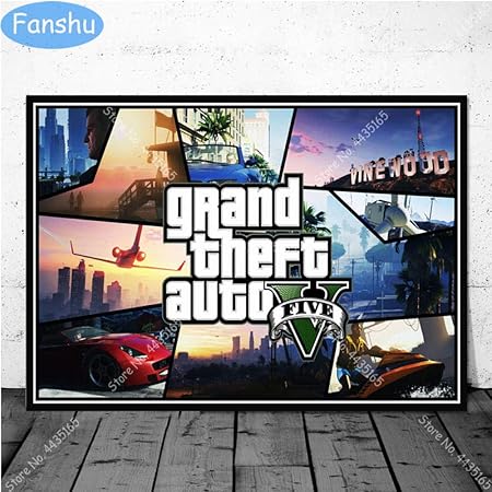 Grand Theft Auto V Video Game GTA 5 Poster Canvas Painting Posters and ...