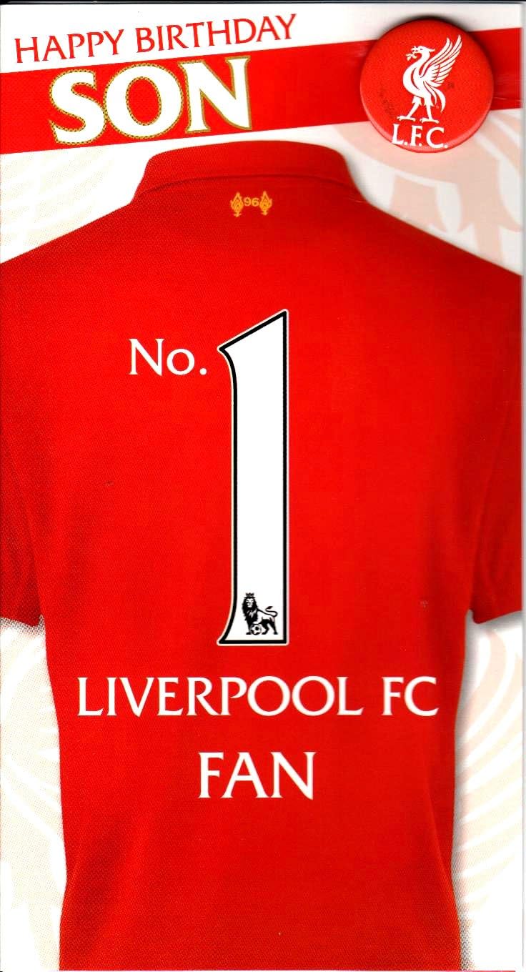 Liverpool Happy Birthday Son Card Number 1 Fan - comes with badge ...