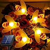 Solar Honeybee String Lights, 21Ft 30 LED Solar Powered Bee String ...