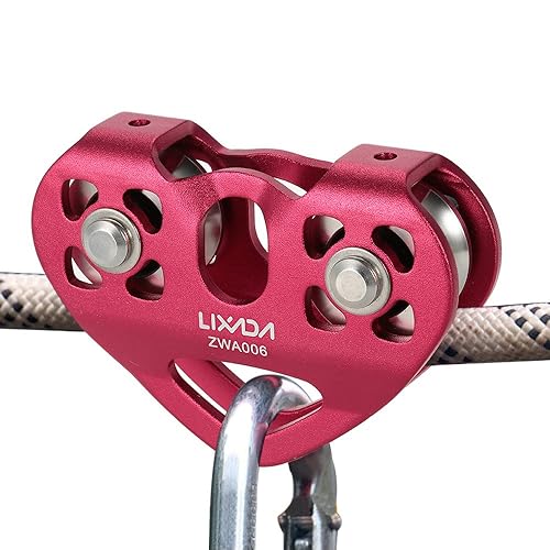 LIXADA Zip Line Pulley 30KN Tandem Speed Double Pulley for 1/4 5/16 3/8 ...