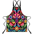 Amazon.com: LshyMn Mexican Apron,Mexican Floral Apron,with 2 Pockets 33 ...