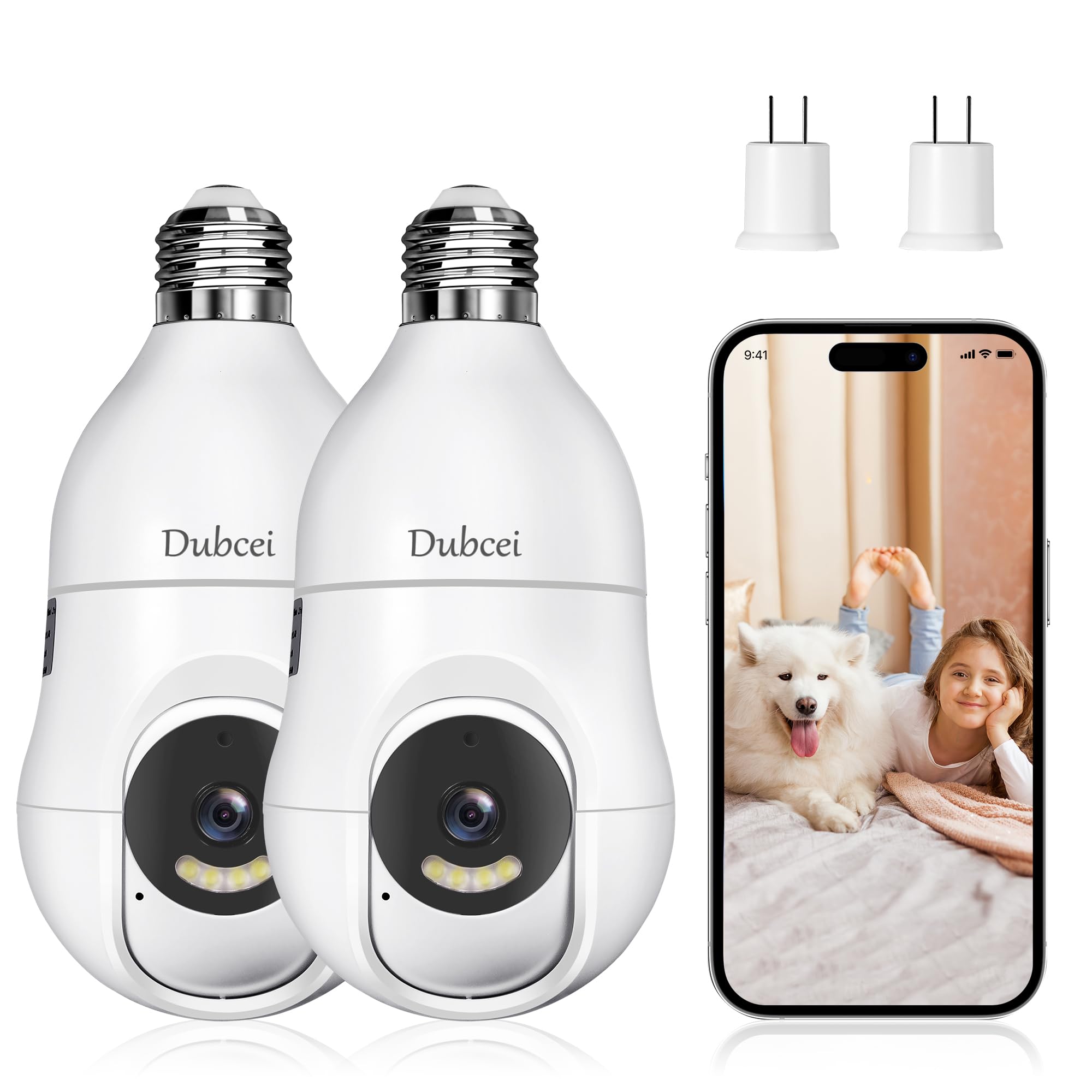 Light Bulb Security Camera,2K Wireless Light Bulb Camera for Pet Camera ...