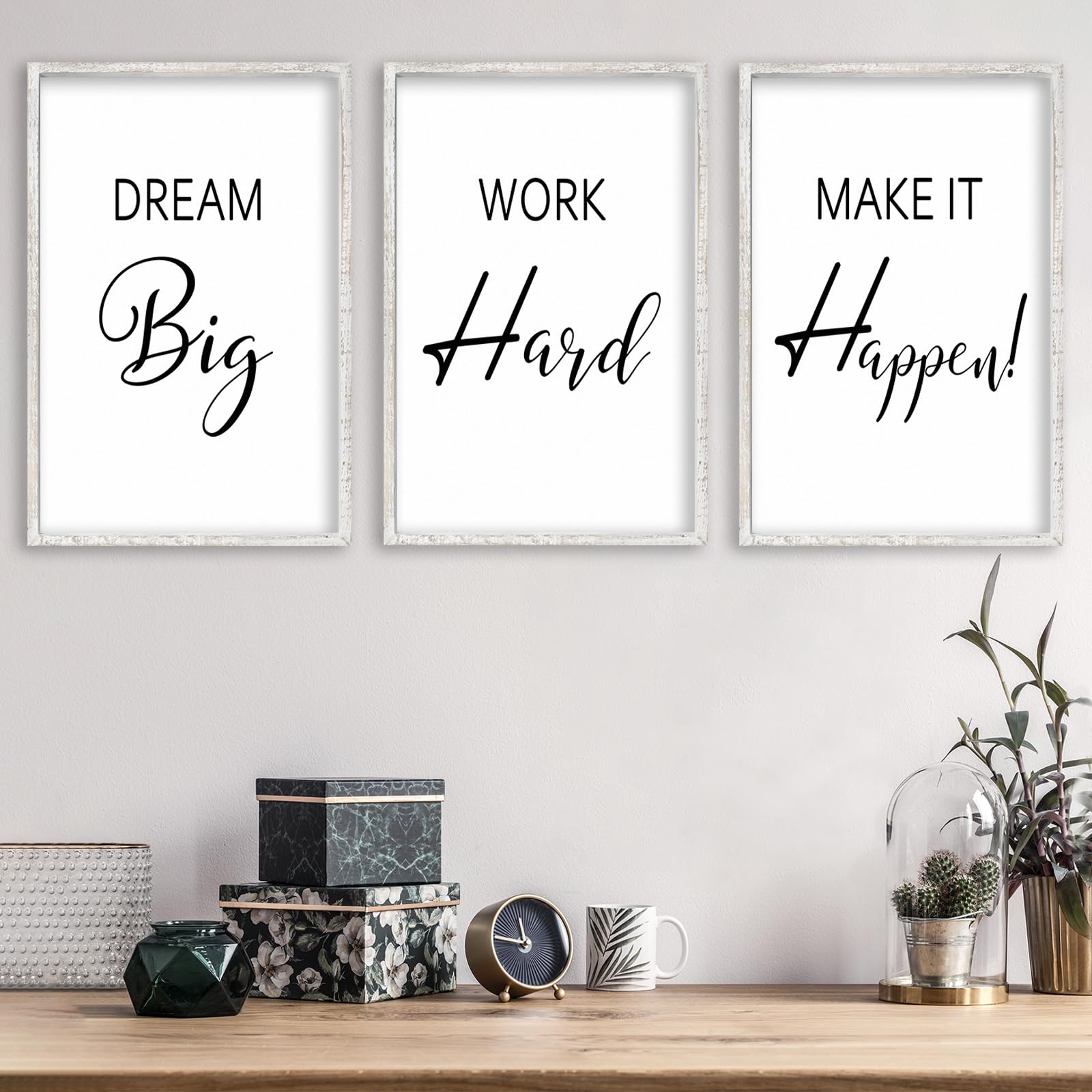 Motivational Positive Sign Wall Decor 24x16 Inch Office Set Of 3 Wood ...