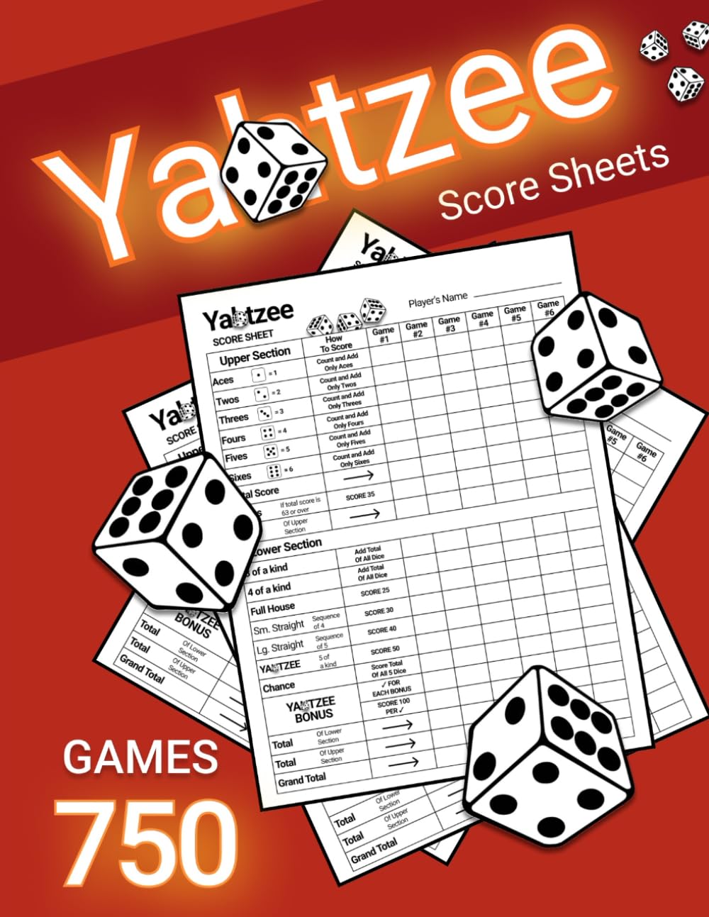 Yatzee Score Pads: Large Print Sheets for Scorekeeping (Score Book) for ...