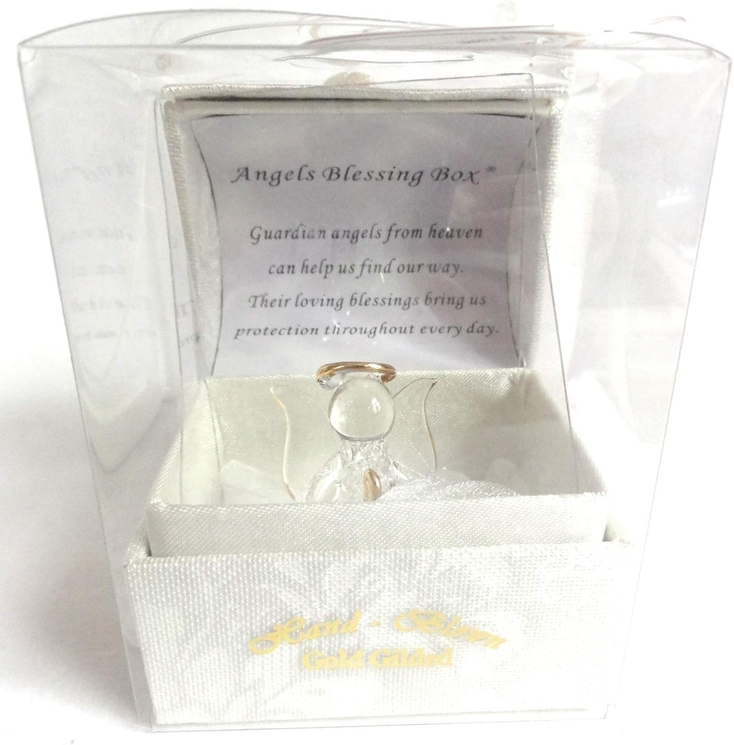 BCBGMAXAZRIA Glass GUARDIAN ANGEL BLESSING BOX Verse Gold Gilded Detail ...