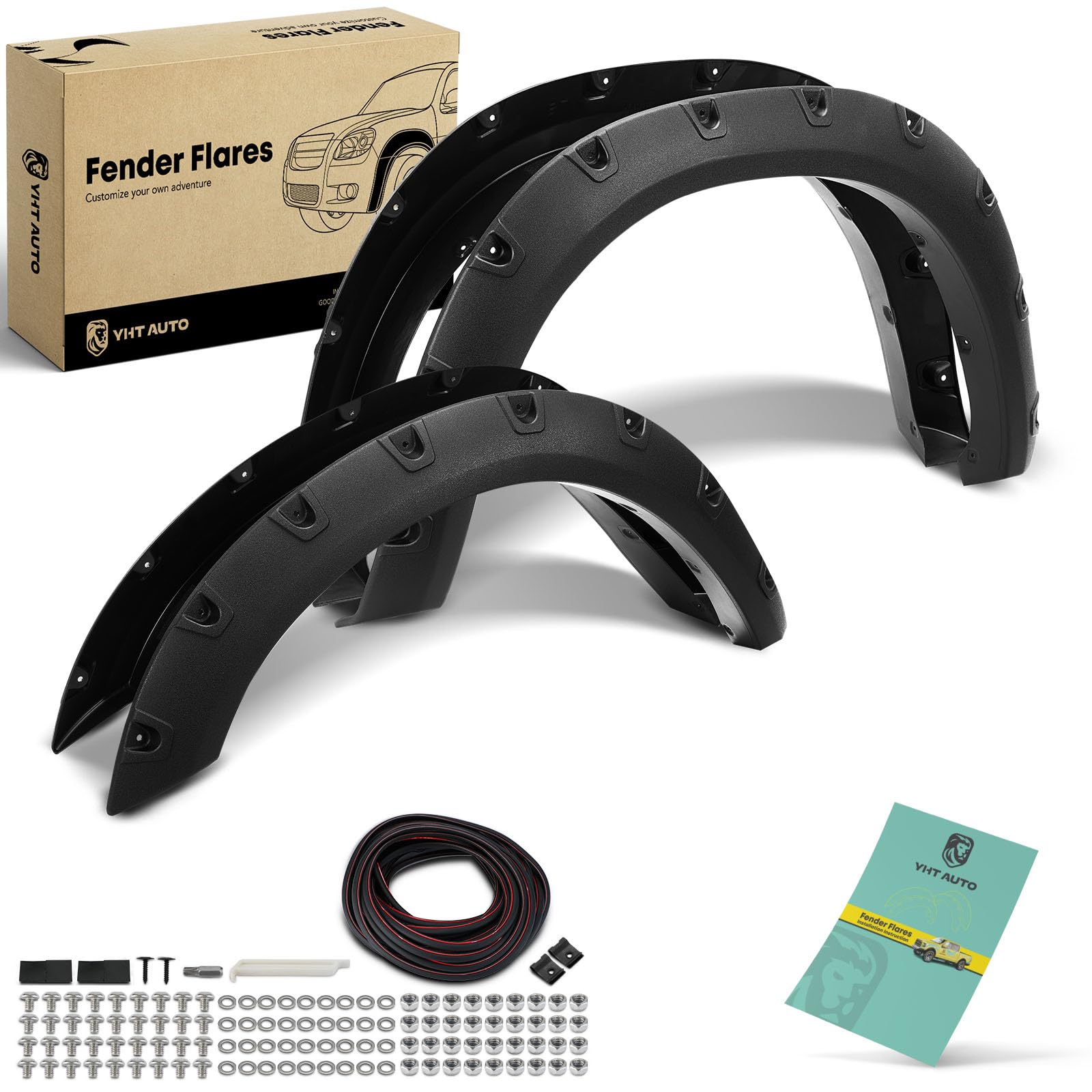 YHTAUTO Pocket Bolt-Riveted Style Fender Flares w/Hardware Kit Fits ...