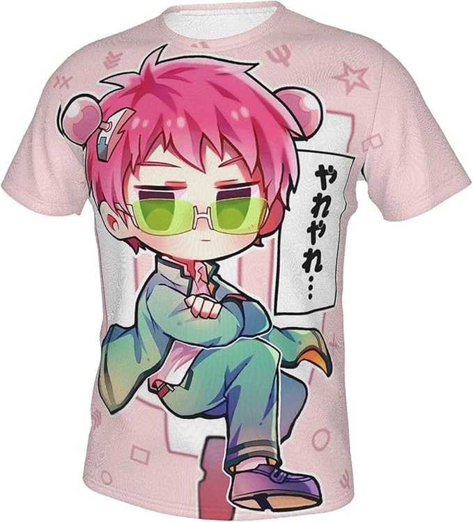 Amazon.com: Anime The Disastrous Life of Saiki-K T-Shirt Short Sleeve ...