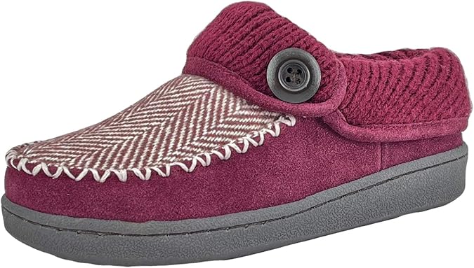 Clarks Womens Suede Leather Herringbone Pattern Cozy Clog Slipper - Removable Plush Comfort ...