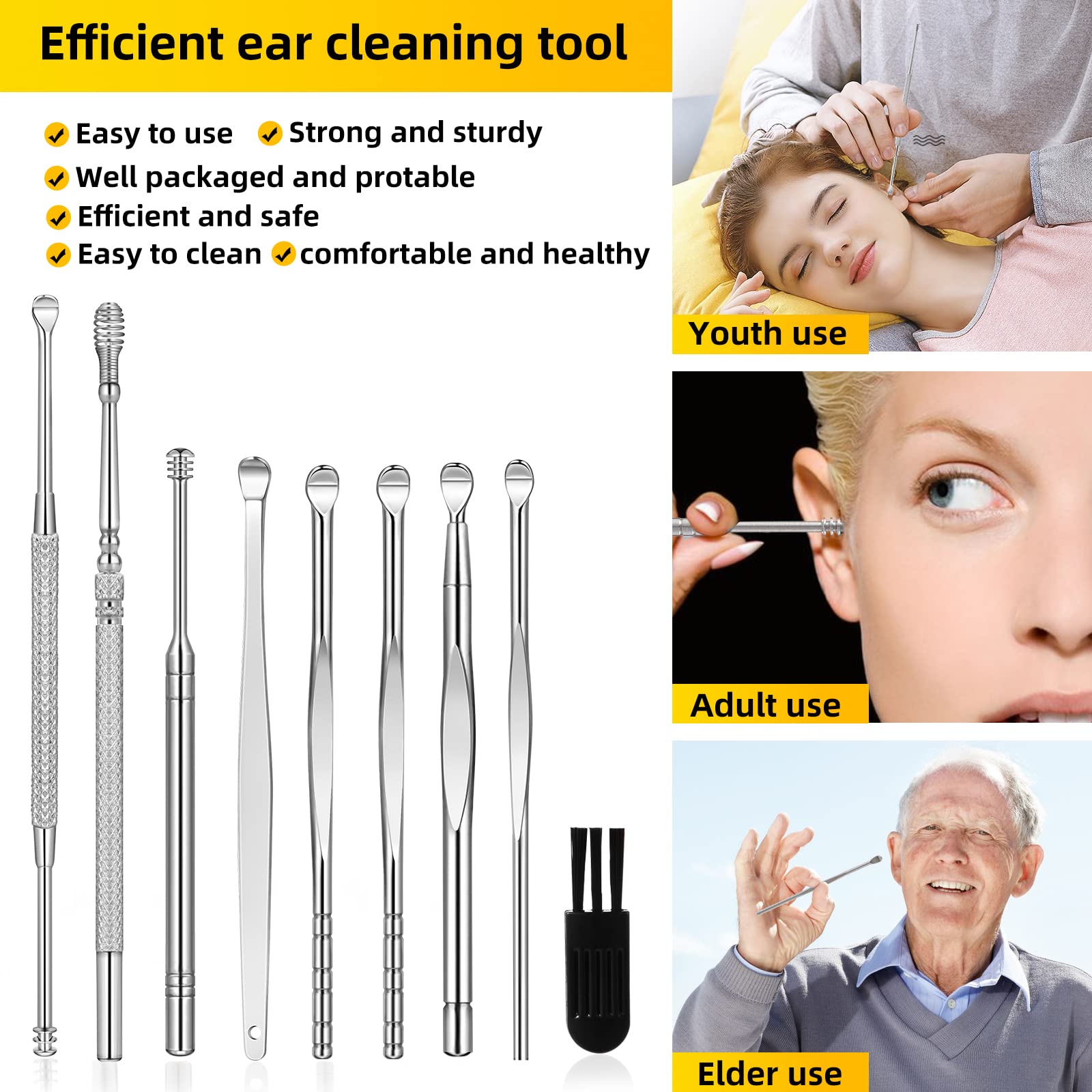 Mua 9 Pcs Ear Pick Earwax Removal Kit, Ear Cleansing Tool Set, Ear Wax ...