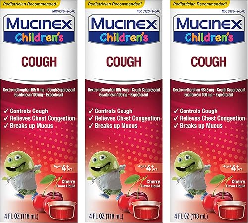 Mucinex Children's Cough Medicine, Expectorant, 4 fl. oz. Cherry Flavor ...