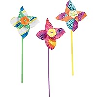 Amazon.com: Fun Express DIY Jumbo Pinwheels - Bulk Set of 24 White ...