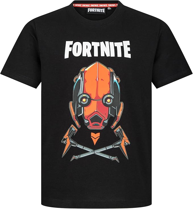 Fortnite Boys T-Shirt Black Red Mask: Amazon.co.uk: Clothing